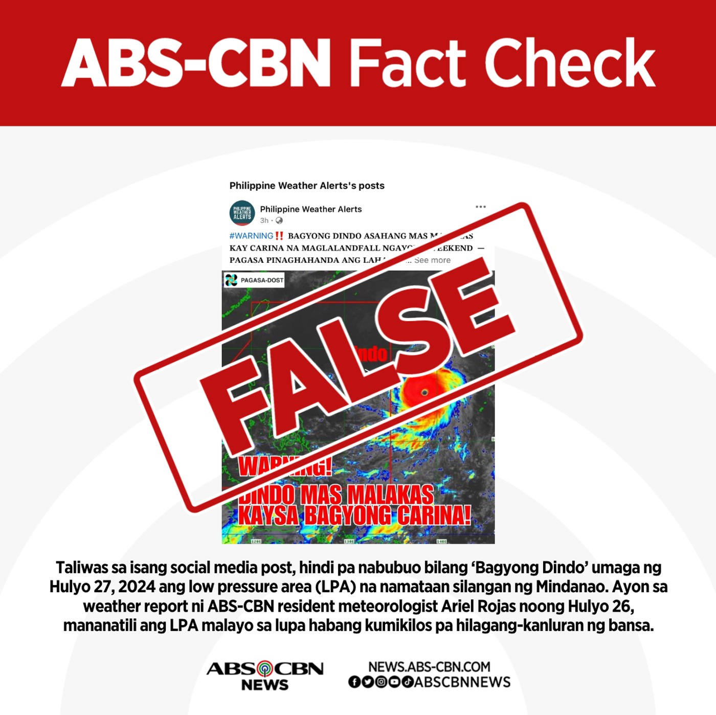 FACT CHECK: Walang ‘Bagyong Dindo’ na tatama sa bansa ngayong weekend ...