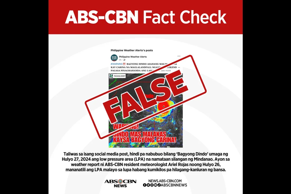 FACT CHECK: Walang ‘Bagyong Dindo’ na tatama sa bansa ngayong weekend ...