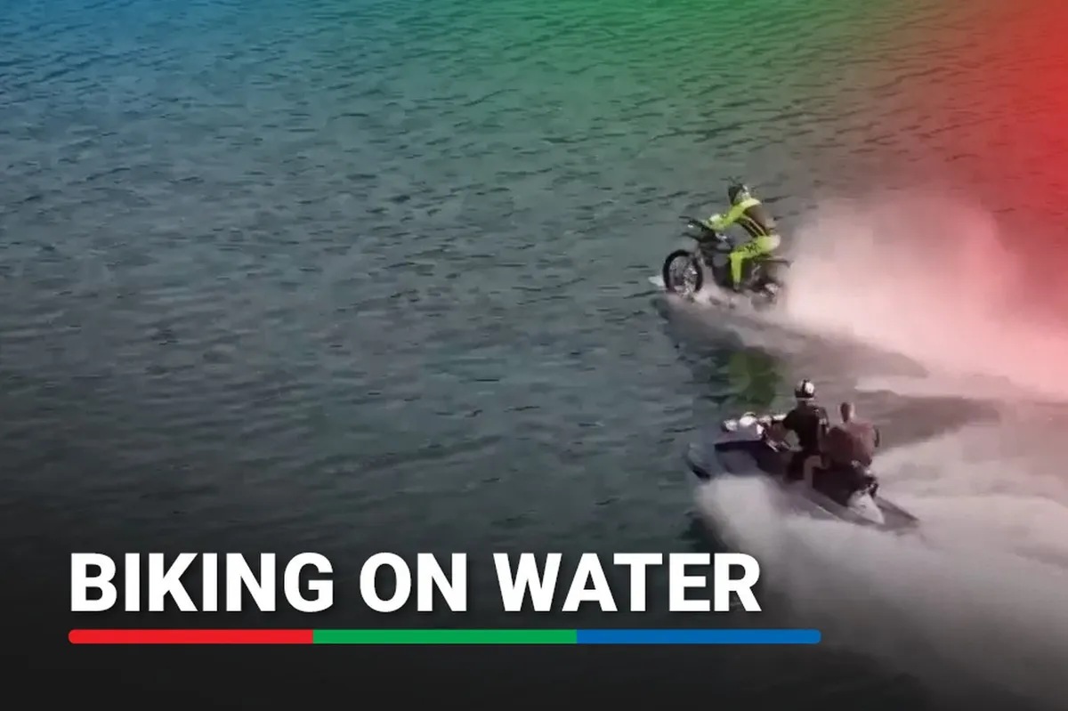 Georgian daredevil biker rides 33km on open water in the Black Sea ...