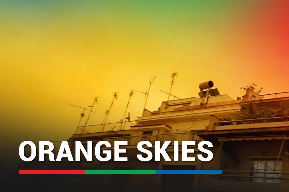 Athens sky turns orange as dust from Sahara desert covers city | ABS ...