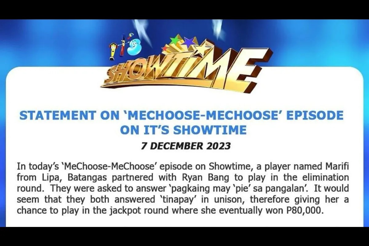 ‘It’s Showtime’ releases statement on ‘MeChoose-MeChoose’ winner | ABS-CBN Entertainment