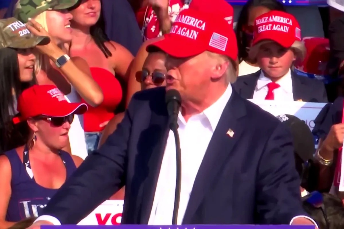 Listen to Trump's speech just before he was shot in the right ear ...