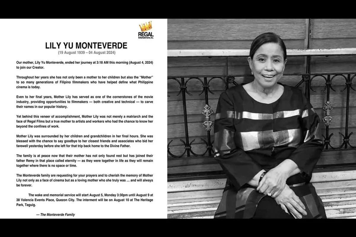 Regal Entertainment mourns the passing of founder Lily Monteverde | ABS ...