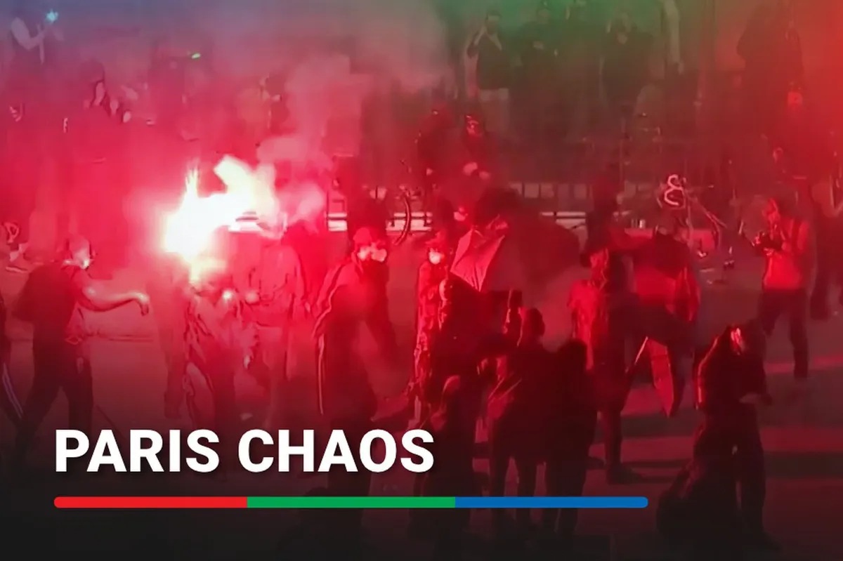 Paris protesters clash with riot police after projected election ...