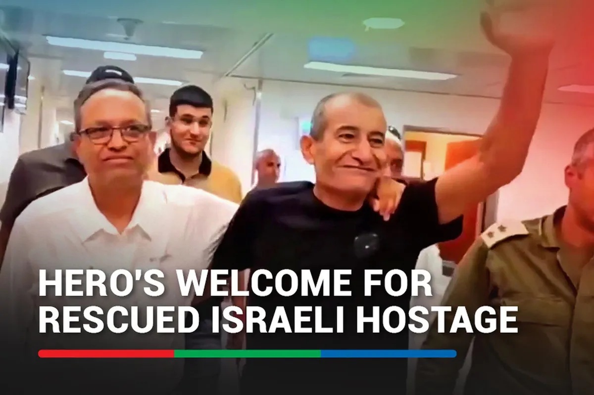 Israeli hostage receives hero welcome after being rescued from Gaza ...