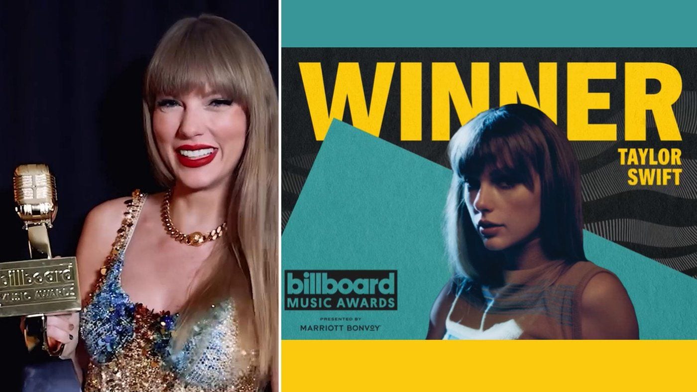Taylor Swift wins big at Billboard Music Awards with 10 trophies | ABS ...