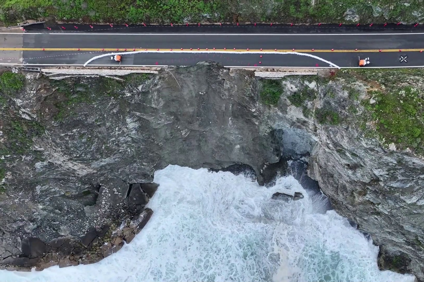 Severe weather causes partial highway collapse in California's Big Sur ...