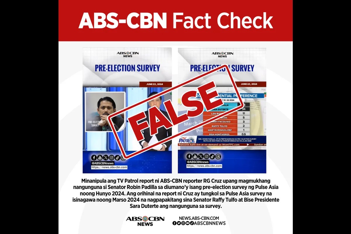 FACT CHECK: ‘Di totoo ang TV Patrol report tungkol sa pre-election survey ng Pulse Asia | ABS ...