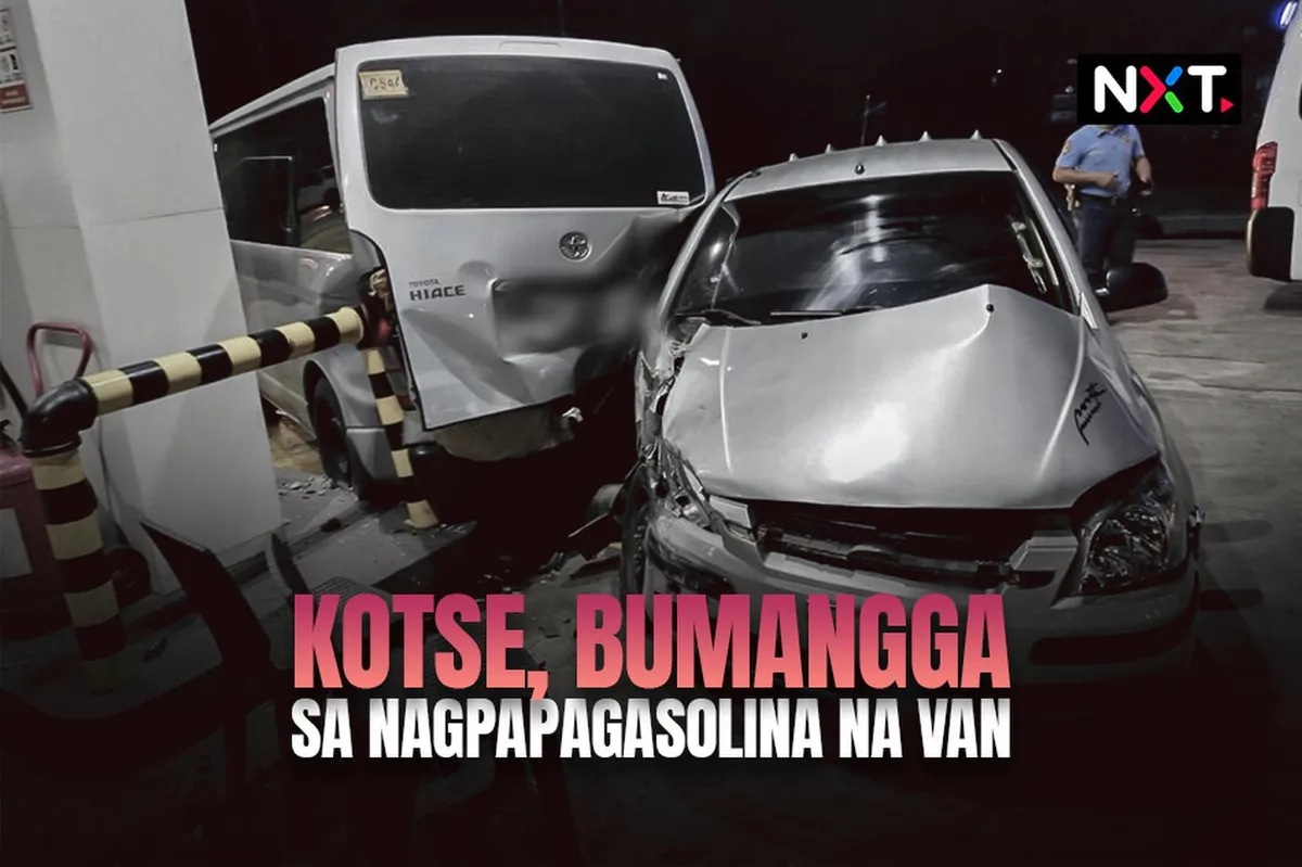 Kotse, bumangga sa nagpapagasolina na van | ABS-CBN News