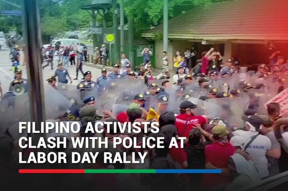 WATCH: Filipino activists clash with police at Labor Day rally | ABS ...