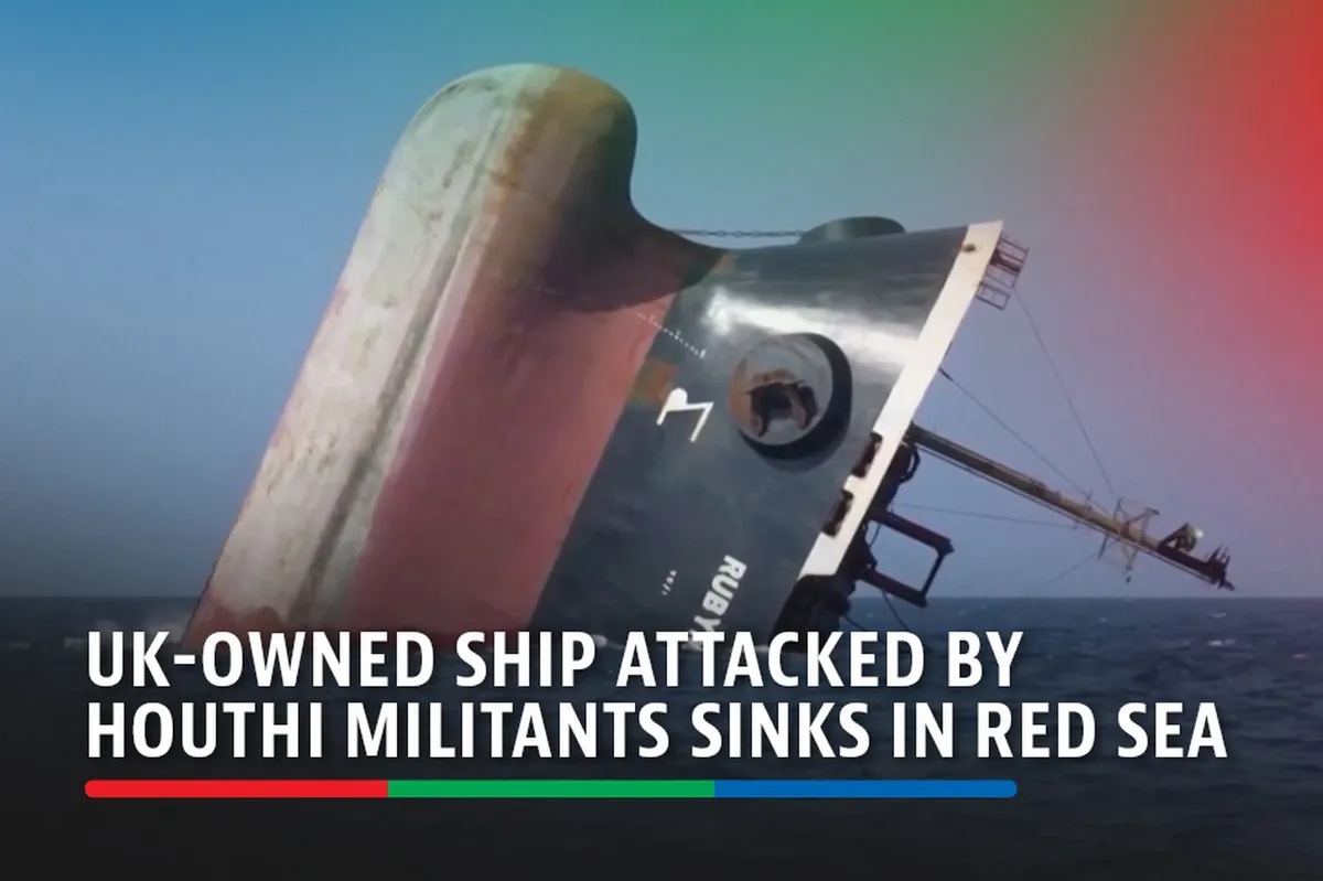 Video shows UK-owned ship attacked by Houthi militants sinking in Red ...