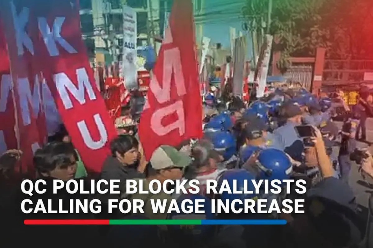 QC police blocks protesters calling for wage increase | ABS-CBN News