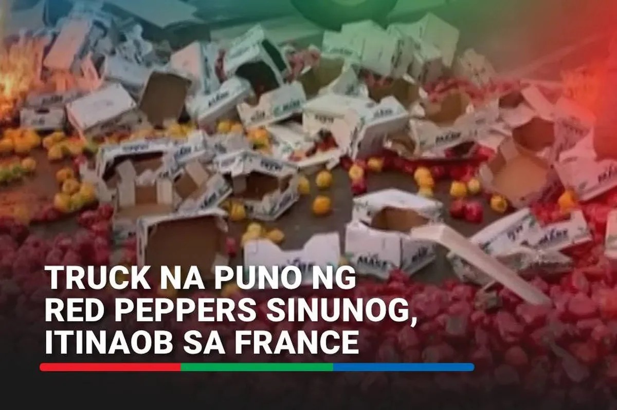 Truck na puno ng red peppers sinunog, itinaob sa France | ABS-CBN