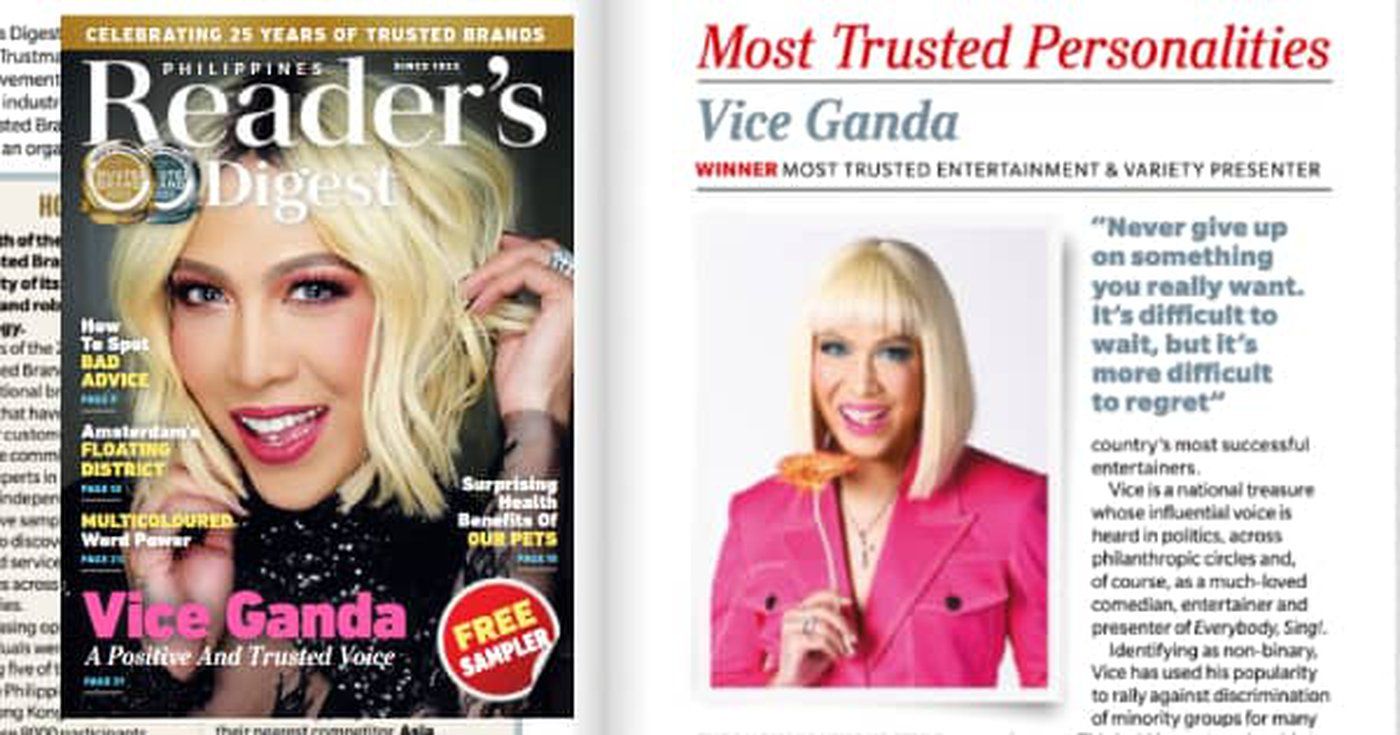 Vice Ganda, tampok sa cover ng Reader's Digest issue ngayong Abril ...