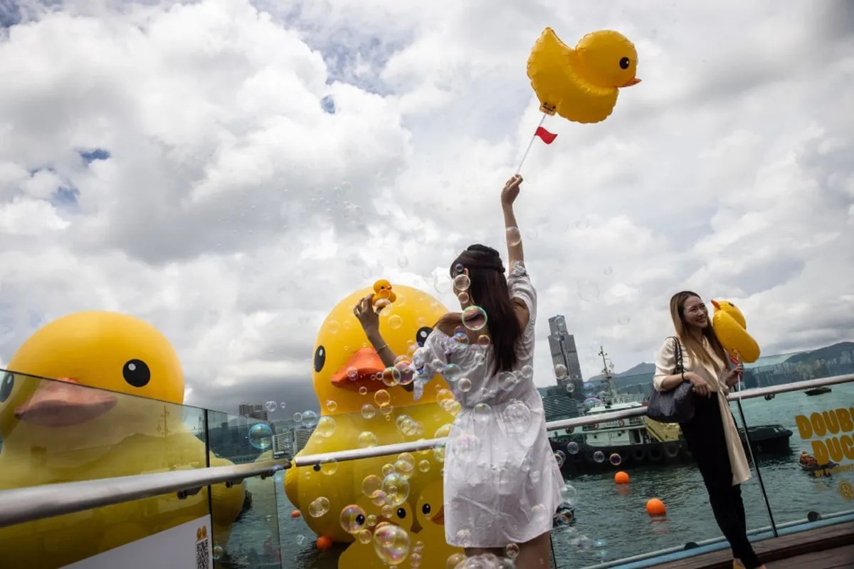 A decade on, giant duck brings a friend home to roost in Hong Kong ...