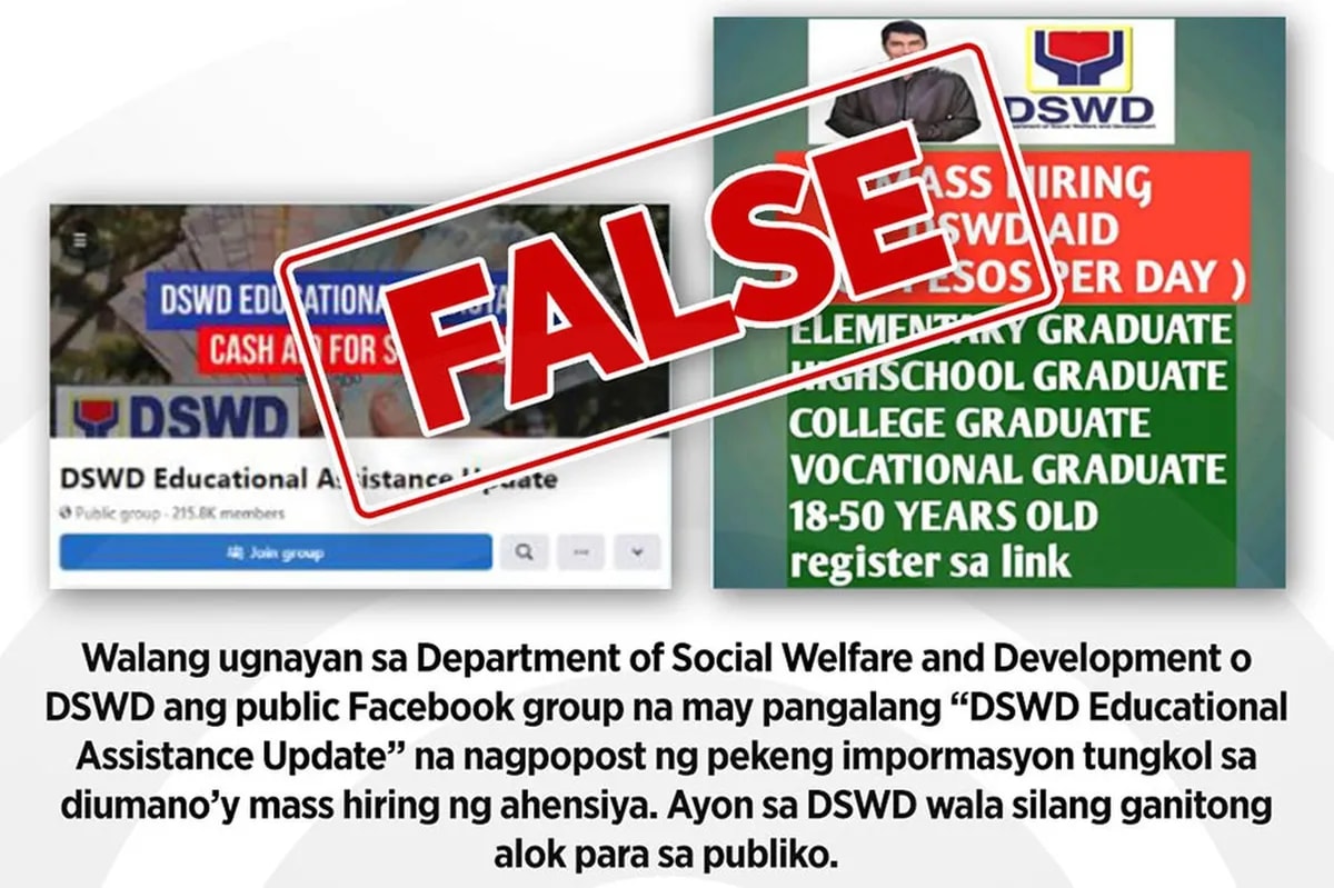 FACT CHECK: Walang alok na mass hiring ang DSWD sa publiko | ABS-CBN News FACT CHECK: Walang alok na mass hiring ang DSWD sa publiko | ABS-CBN News