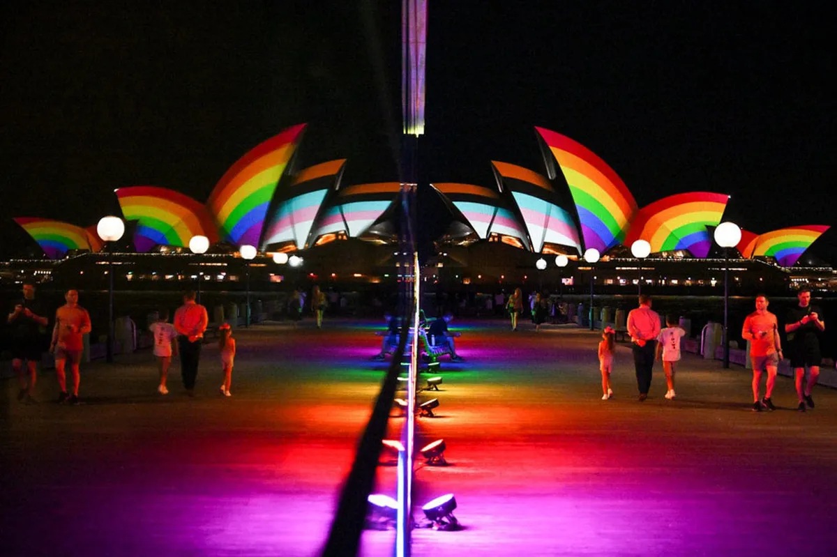 Sydney Opera House lights up in rainbow colors to mark Sydney ...