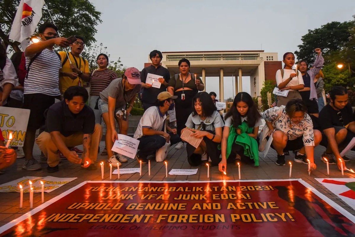 LFS holds candle lighting protest against Balikatan | ABS-CBN News