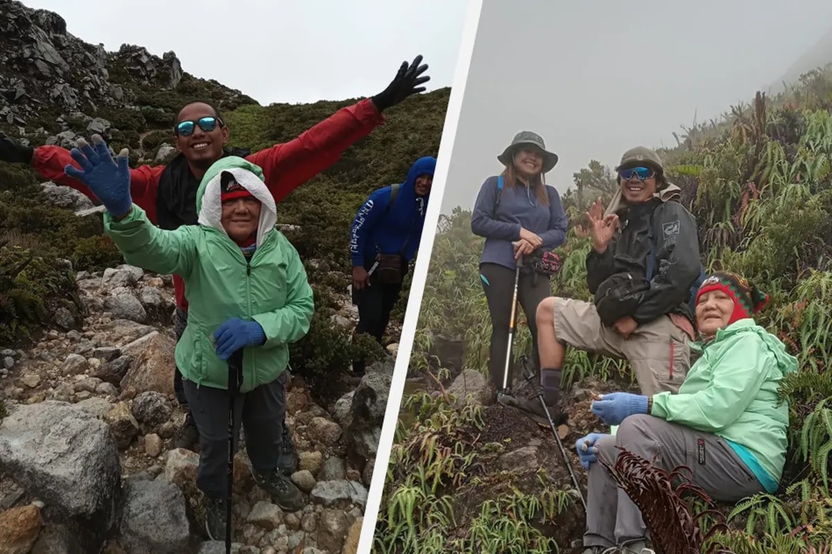 LOOK: 82-year-old retired COA director becomes oldest woman to reach Mount Apo peak | ABS-CBN News