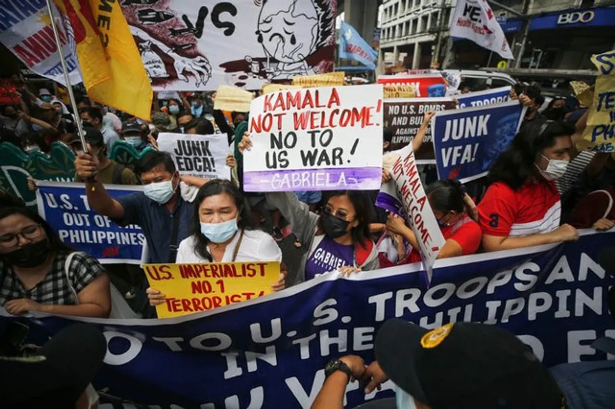 Progressive groups protest against US VP Harris visit | ABS-CBN News