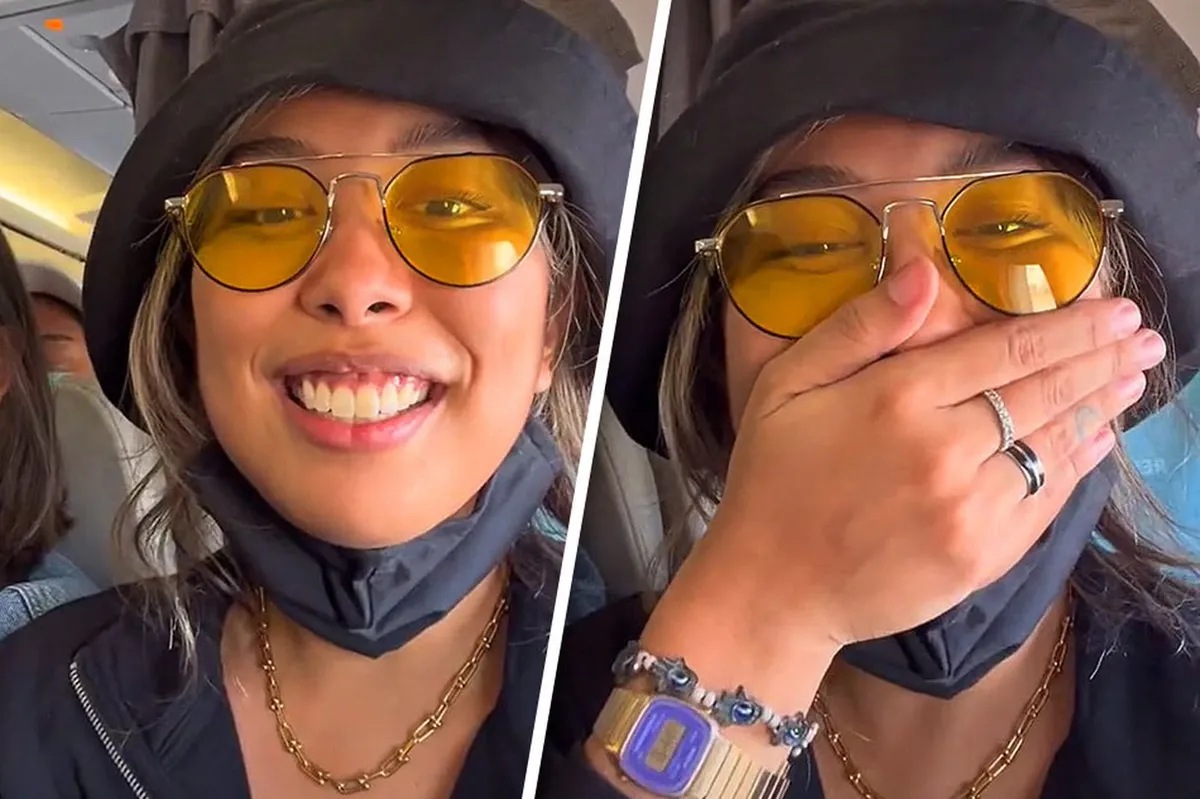 'That's so weird!' Inka Magnaye hears her own flight announcement while ...
