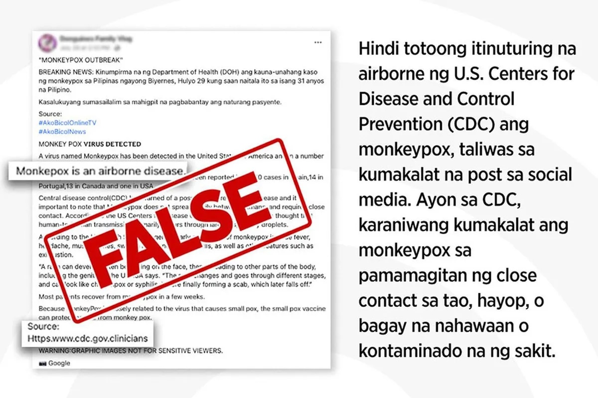 FACT CHECK: ‘Di totoong itinuturing ng CDC na airborne ang monkeypox ... FACT CHECK: ‘Di totoong itinuturing ng CDC na airborne ang monkeypox ...