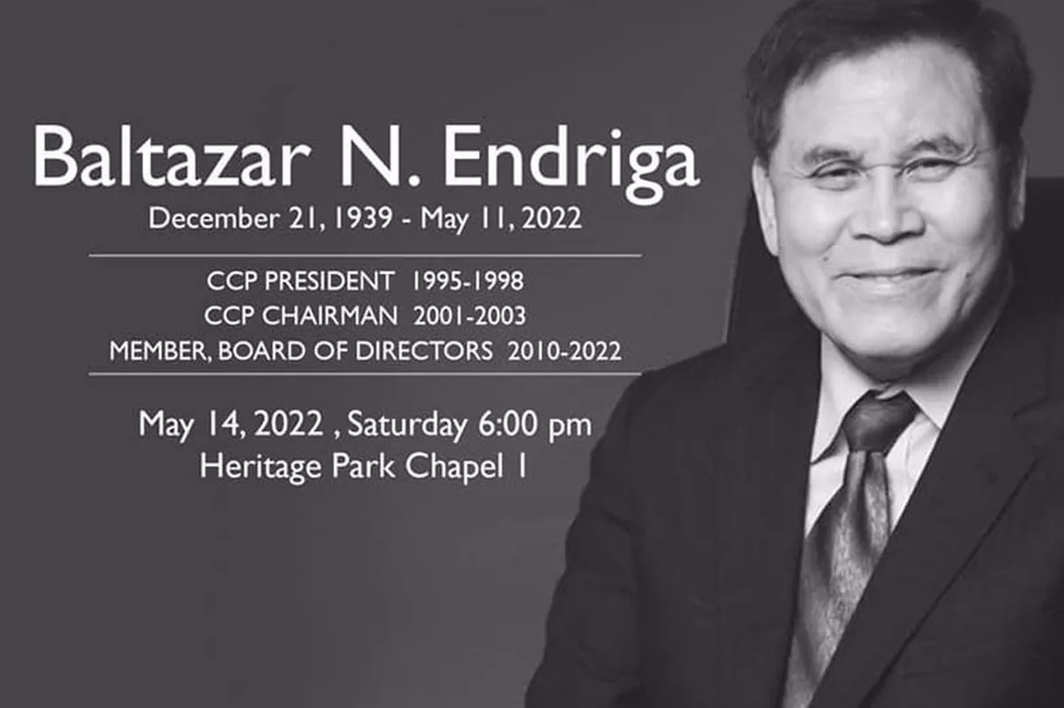 Former CCP chairman Baltazar Endriga dies | ABS-CBN Lifestyle