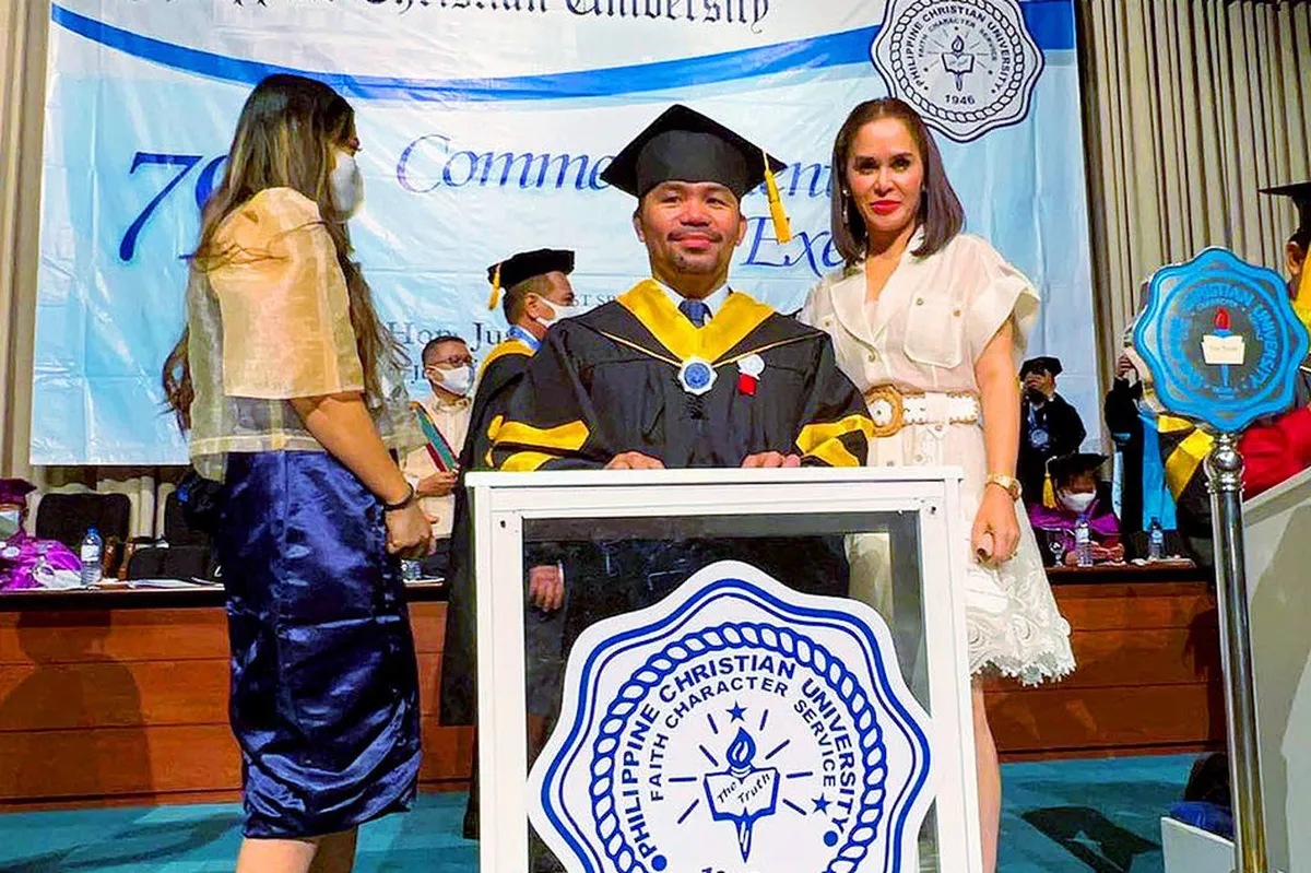 LOOK: Pacquiao earns master's degree from Philippine Christian ...