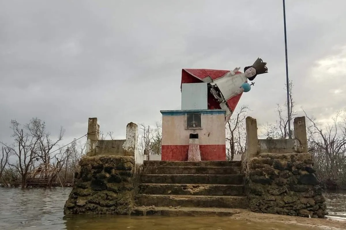 Typhoon Odette damages Sto. Nino Shrine in Mahayahay Mangrove Park ...