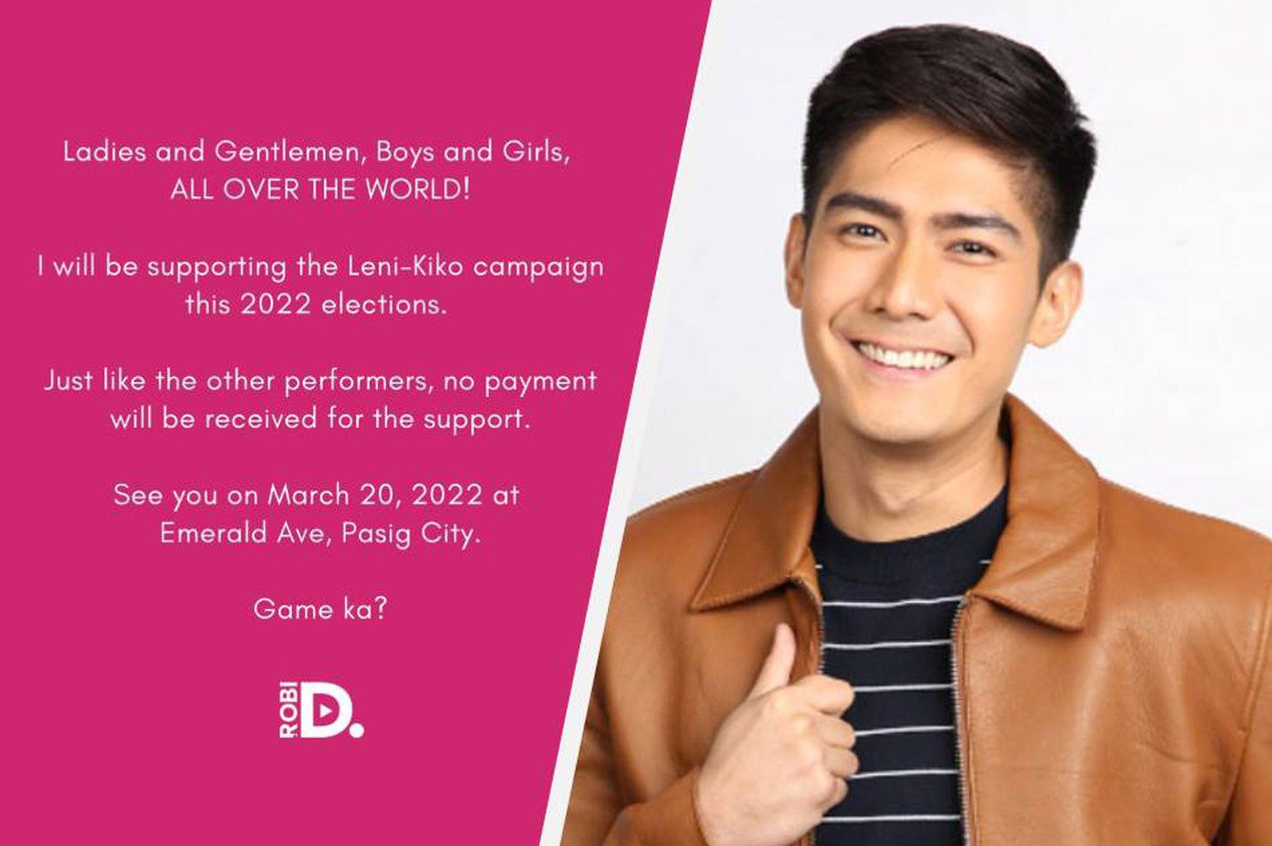 'No payment received': Robi Domingo confirms attendance in Leni-Kiko ...