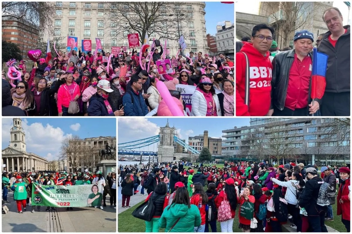TINGNAN | Political rallies ng Leni-Kiko at BBM-Sara groups sa England ...
