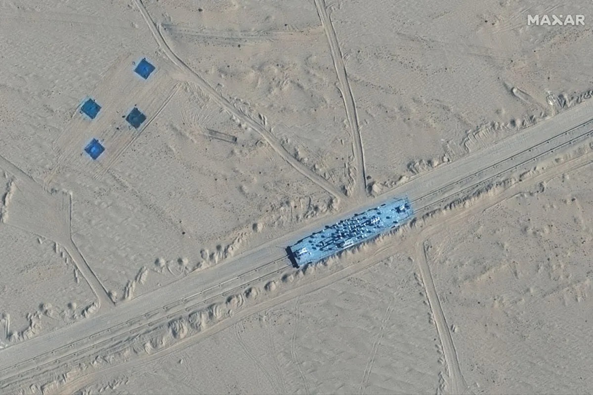Maxar satellite image shows a carrier target in Xinjiang, China | ABS-CBN