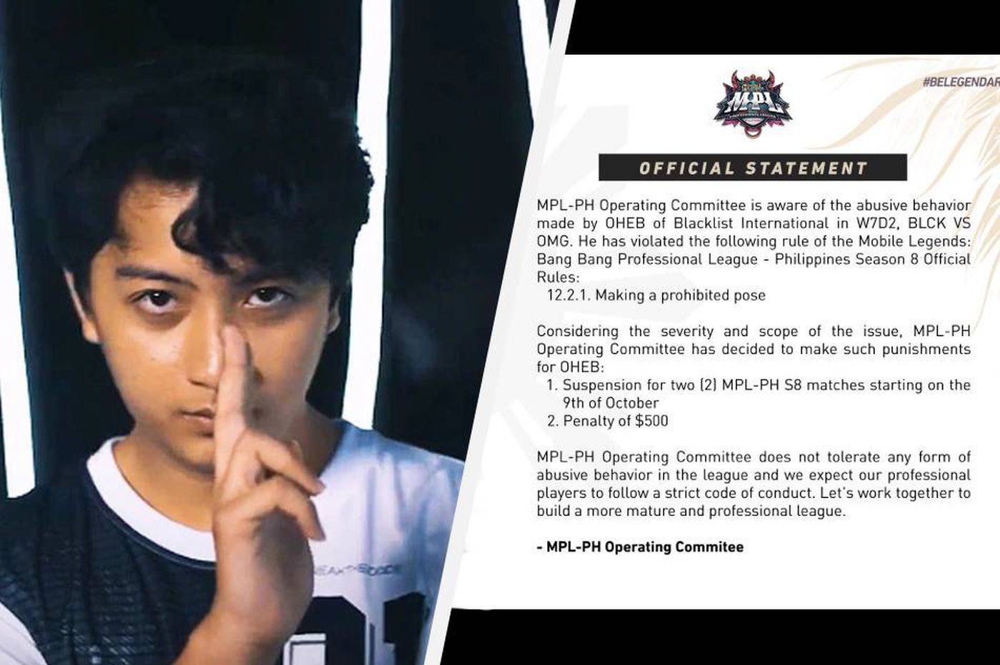 Mobile Legends: Blacklist's OHEB fined, suspended for flashing middle ...