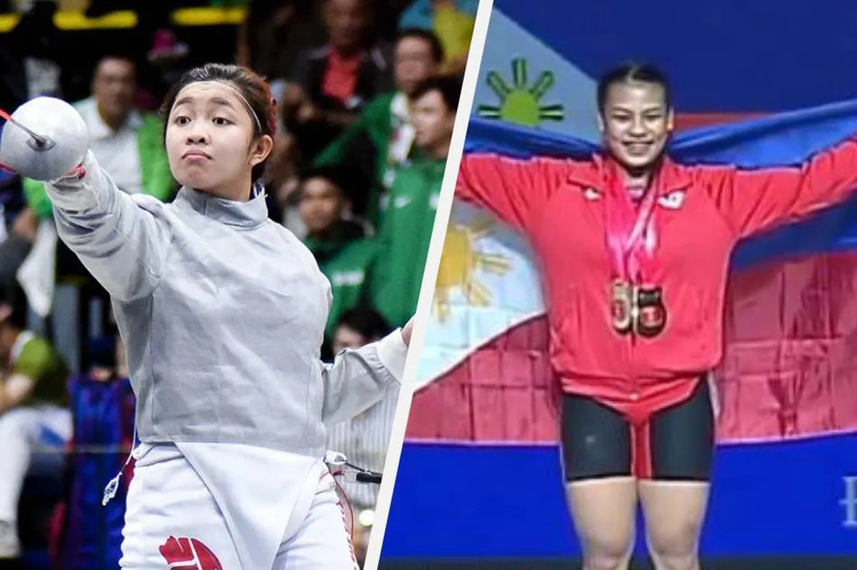 Filipino weightlifters, fencers return to PH after successful ...