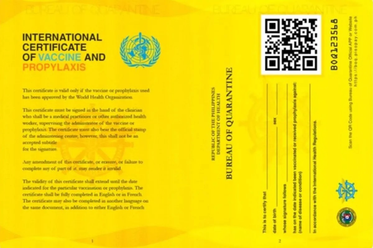 'Yellow card' na patunay ng COVID-19 vaccination may bayad na P370: BOQ ...