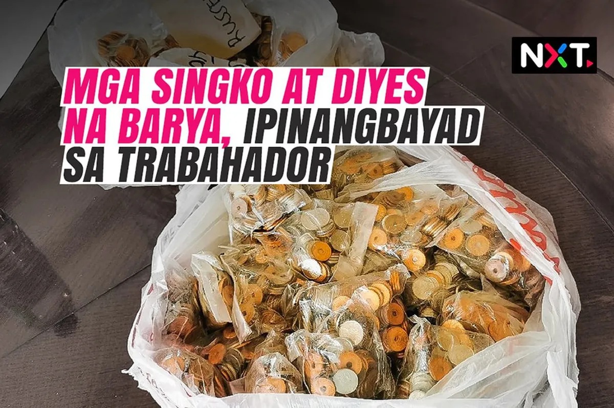 Mga singko at diyes na barya, ipinangbayad sa trabahador | ABS-CBN News
