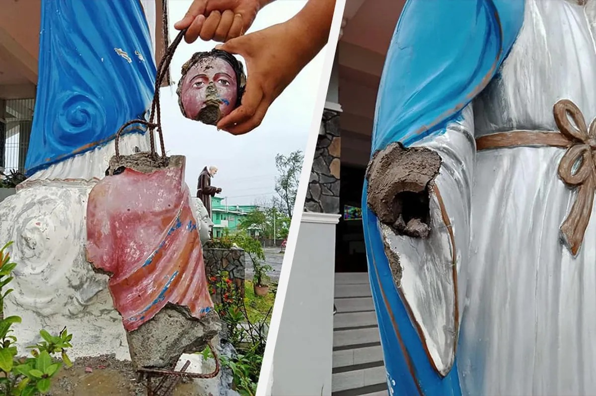 Mga imahen sa labas ng simbahan sa Legazpi City sinira | ABS-CBN News