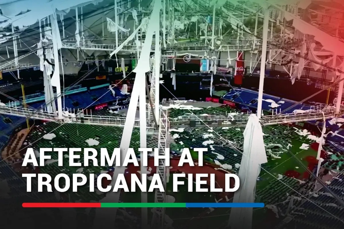 DRONE FOOTAGE: Hurricane destruction to Florida baseball stadium | ABS ...