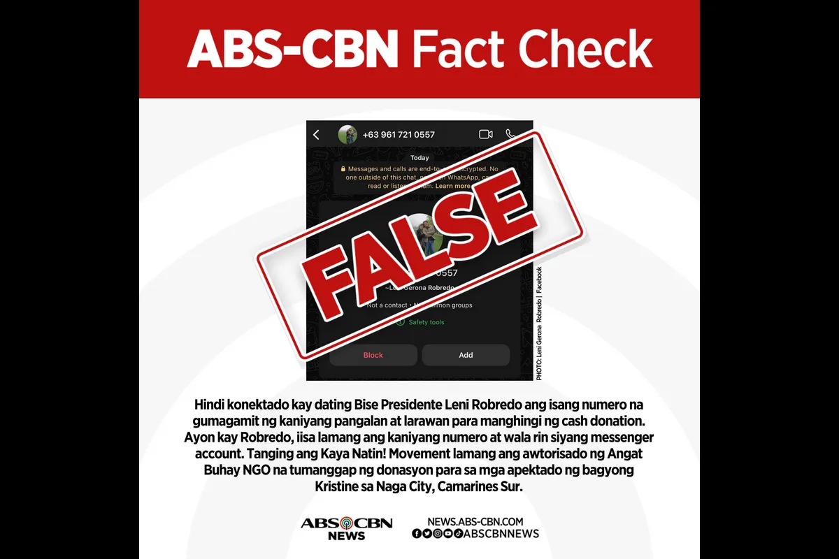 FACT CHECK: Robredo, nagbabala laban sa poser na gumagamit ng kaniyang pangalan at larawan | ABS ...