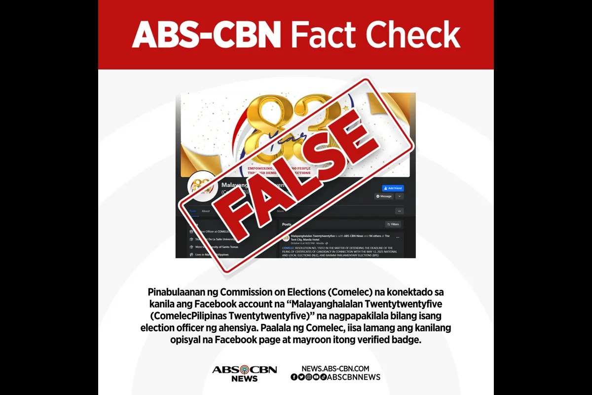 FACT CHECK: Hindi konektado sa Comelec ang Facebook account na nagpapakilalang election officer ...
