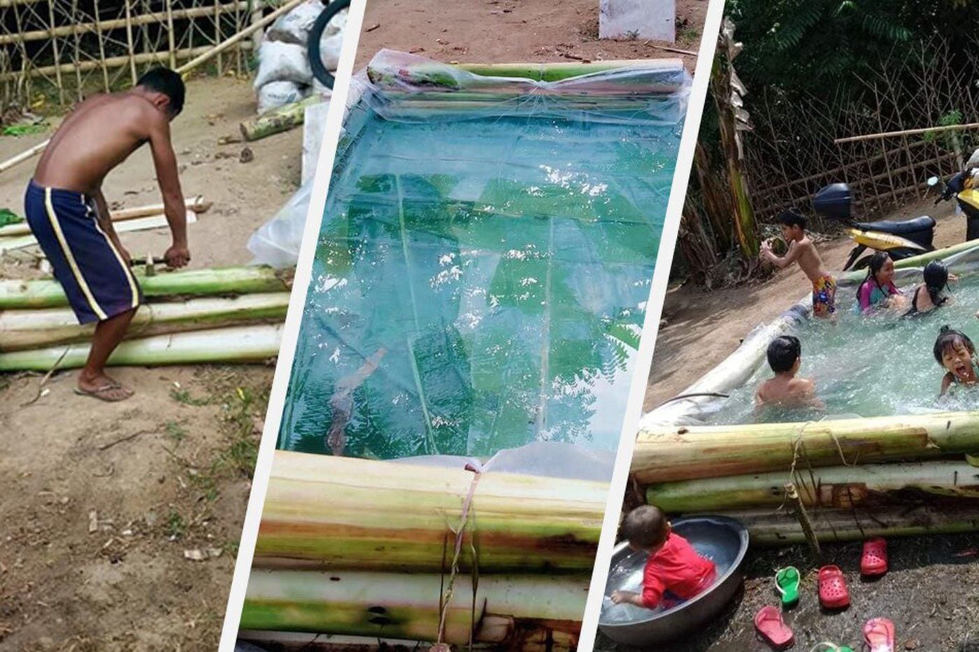 Para sa mga anak: Ama sa Laguna lumikha ng swimming pool gawa sa puno ...