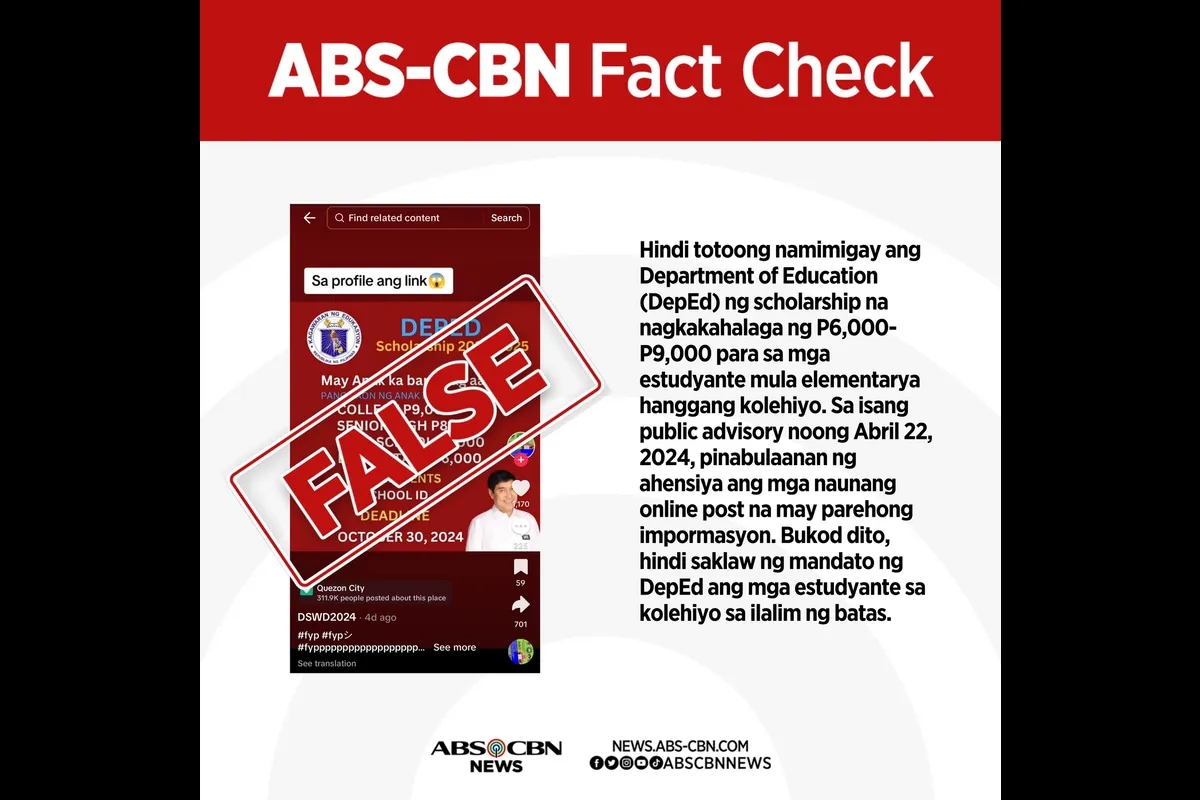 FACT CHECK: Walang P6-9K scholarship ang DepEd para sa lahat ng ... FACT CHECK: Walang P6-9K scholarship ang DepEd para sa lahat ng ...
