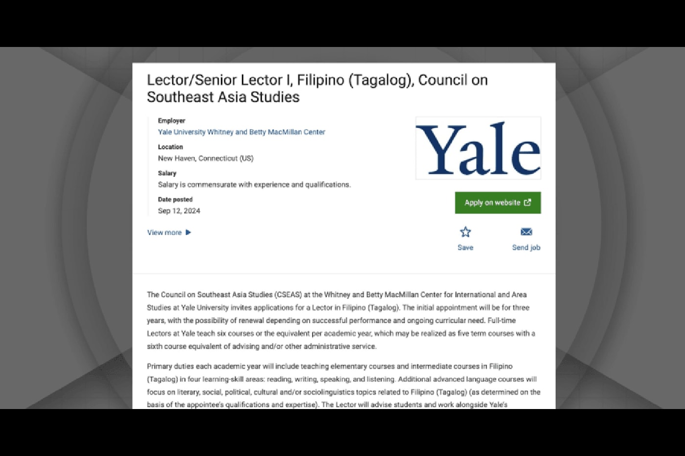 Yale to offer Tagalog classes in Sept. 2025 | ABS-CBN News