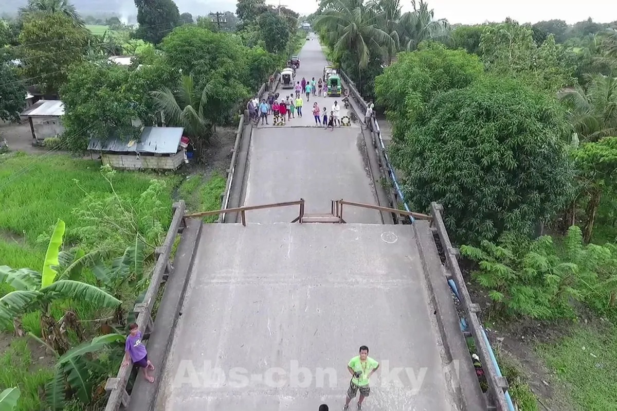 WATCH: Drone video of collapsed bridge in Surigao del Norte | ABS-CBN News