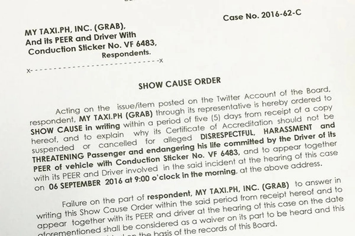 LTFRB issues show cause order to Grab | ABS-CBN News