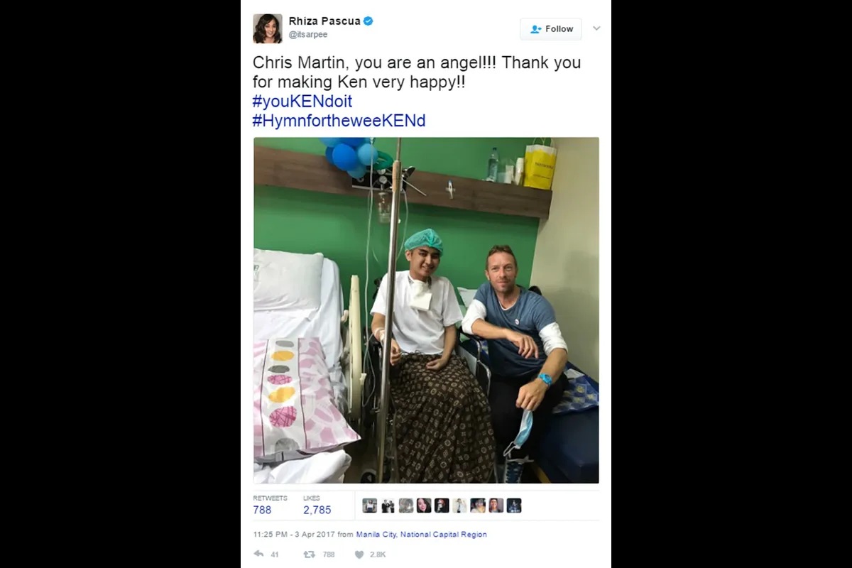 LOOK: Chris Martin visits a Coldplay fan with cancer | ABS-CBN ...