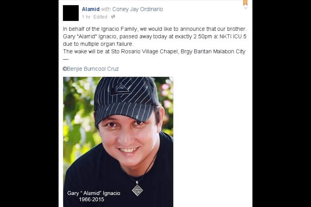 Alamid frontman Gary Ignacio passes away | ABS-CBN Entertainment