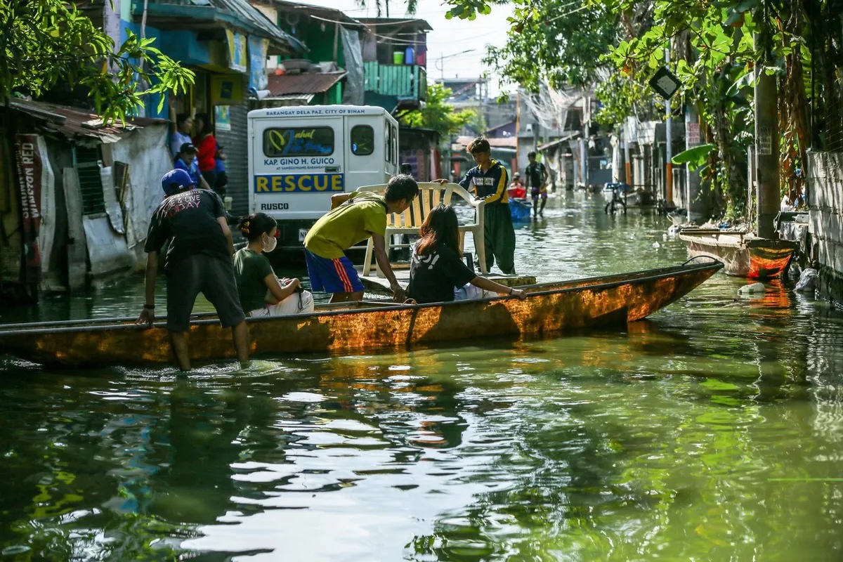 PHOTO: Murky, green, stagnant floodwater in Biñan barangay | ABS-CBN News