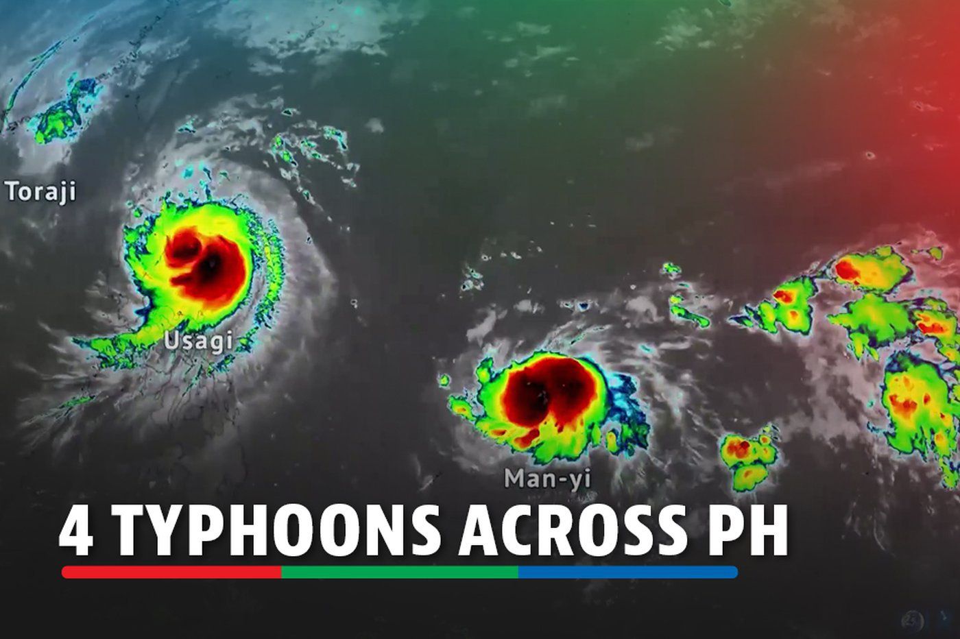 WATCH: Satellite imagery of 4 typhoons moving across PH | ABS-CBN News