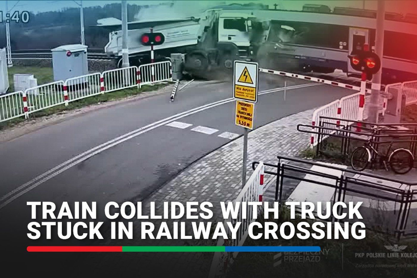 7 injured after train collides with truck stuck in railway crossing ...